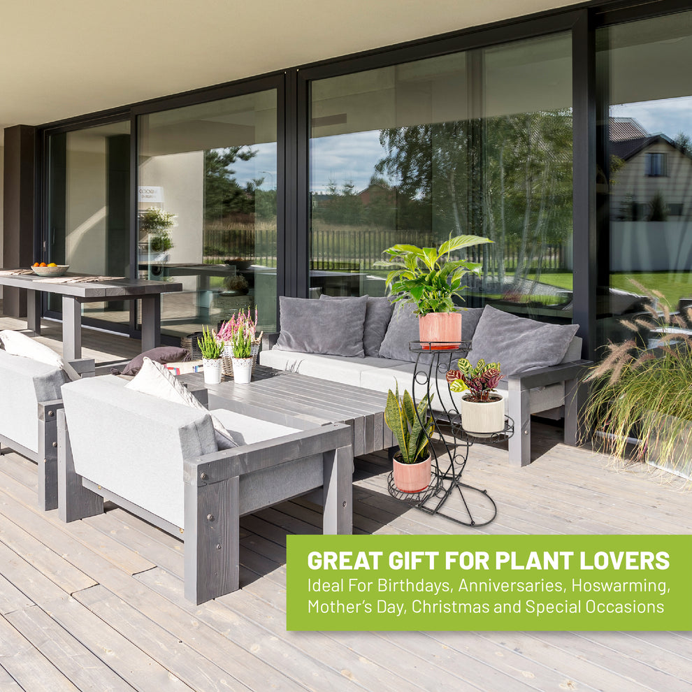 No-Assembly Space-Saving Metal Plant Stand, Indoor & Outdoor Plant Hol ...